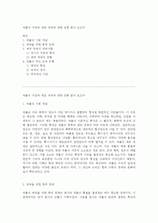 직물의 구조와 제조 과정에 대한 심층 분석 보고서