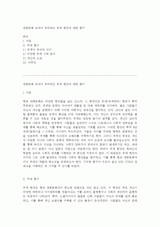 대중문화 속에서 부각되는 부캐 현상에 대한 탐구