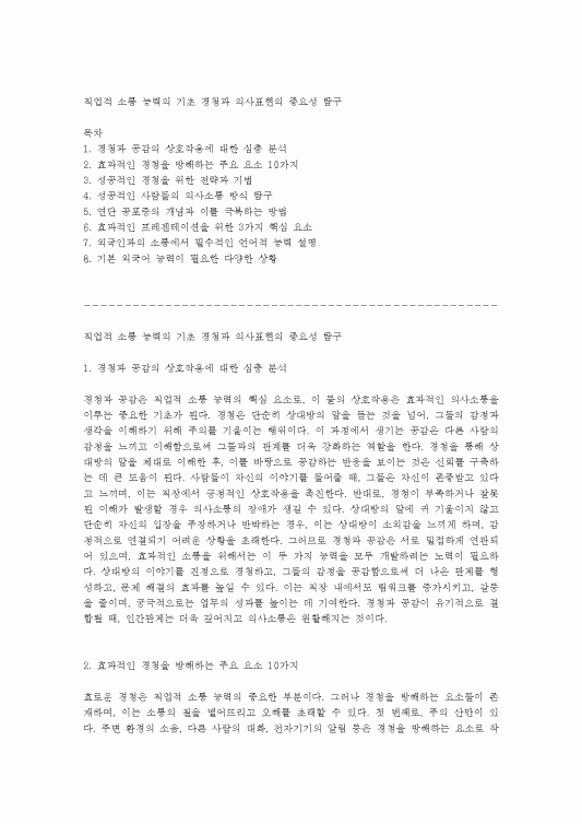 직업적 소통 능력의 기초 경청과 의사표현의 중요성 탐구