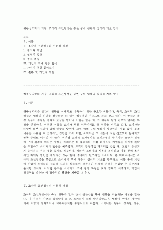 행동심리학의 거장, 조작적 조건형성을 통한 구매 행동의 심리적 기초 탐구