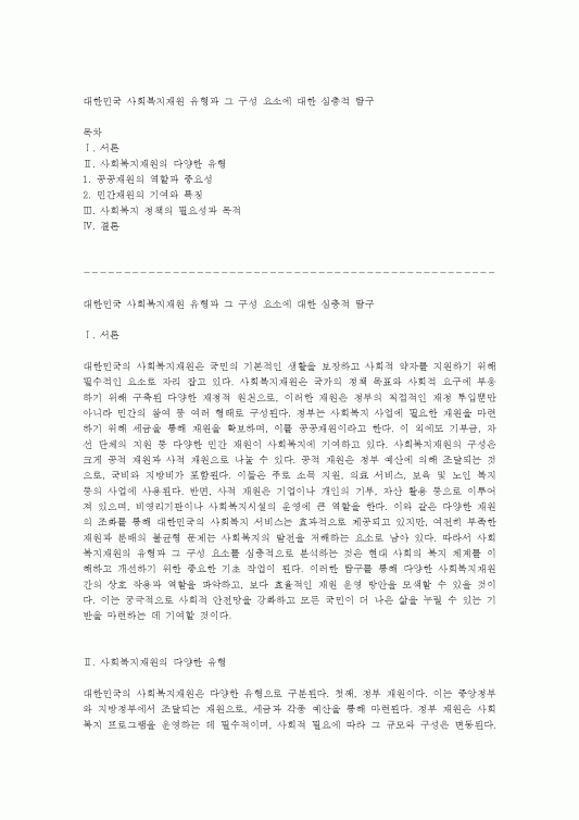 대한민국 사회복지재원 유형과 그 구성 요소에 대한 심층적 탐구