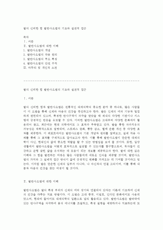 발의 신비한 힘 발반사요법의 기초와 실천적 접근