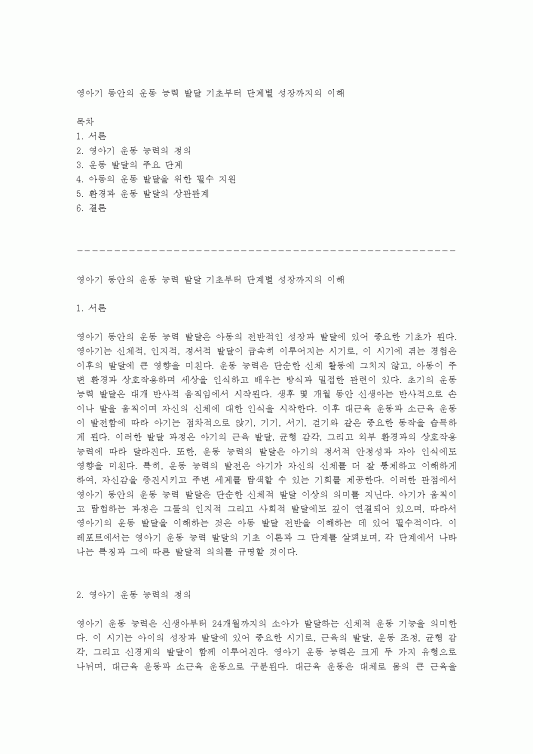 영아기 동안의 운동 능력 발달 기초부터 단계별 성장까지의 이해