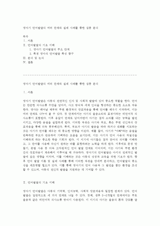 영아기 언어발달의 여러 단계와 실제 사례를 통한 심층 분석