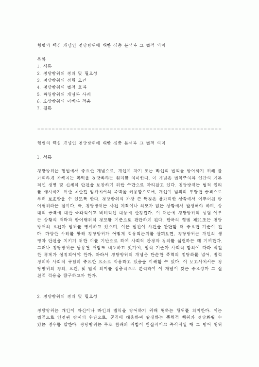 형법의 핵심 개념인 정당방위에 대한 심층 분석과 그 법적 의미