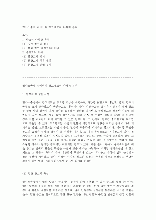 형사소송법 내에서의 항고제도의 다각적 분석