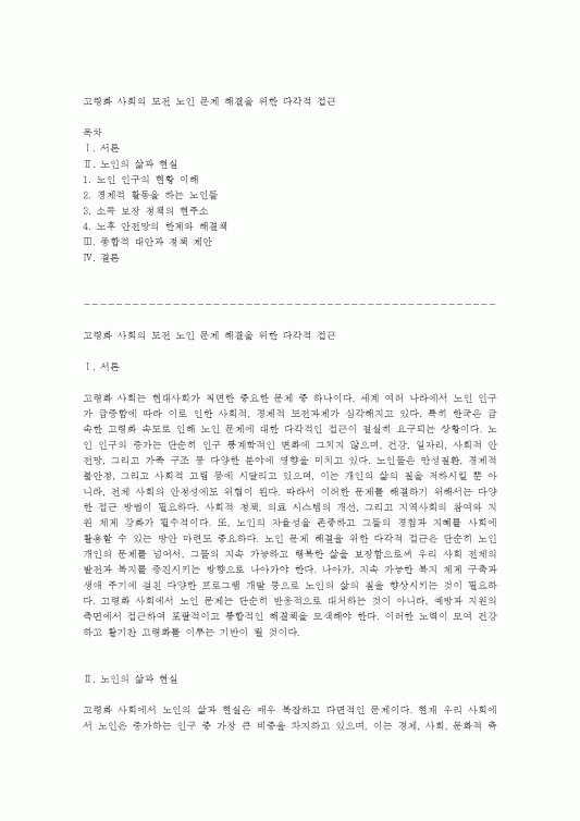 고령화 사회의 도전 노인 문제 해결을 위한 다각적 접근