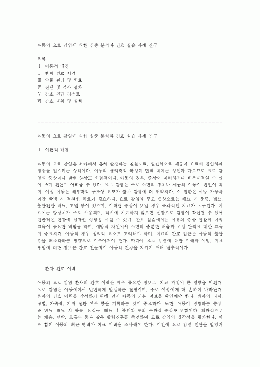 아동의 요로 감염에 대한 심층 분석과 간호 실습 사례 연구