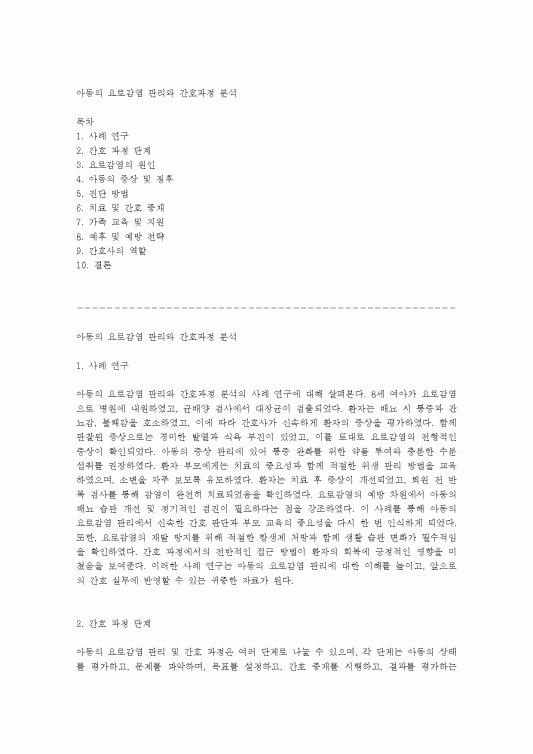 아동의 요로감염 관리와 간호과정 분석