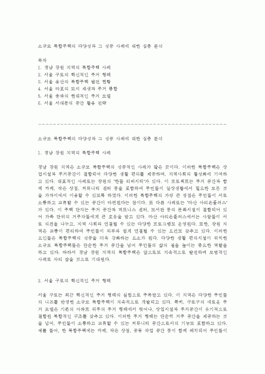 소규모 복합주택의 다양성과 그 성공 사례에 대한 심층 분석