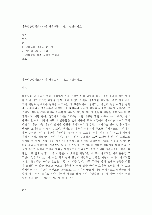 생태도의 정의와 중요성 개인의 생태도 분석 생태도와 가족 상담의 연관성