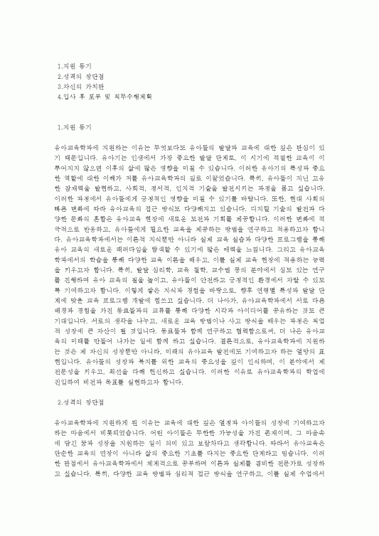 국립창원대학교 대학원 유아교육학과 학업계획서 BEST 우수