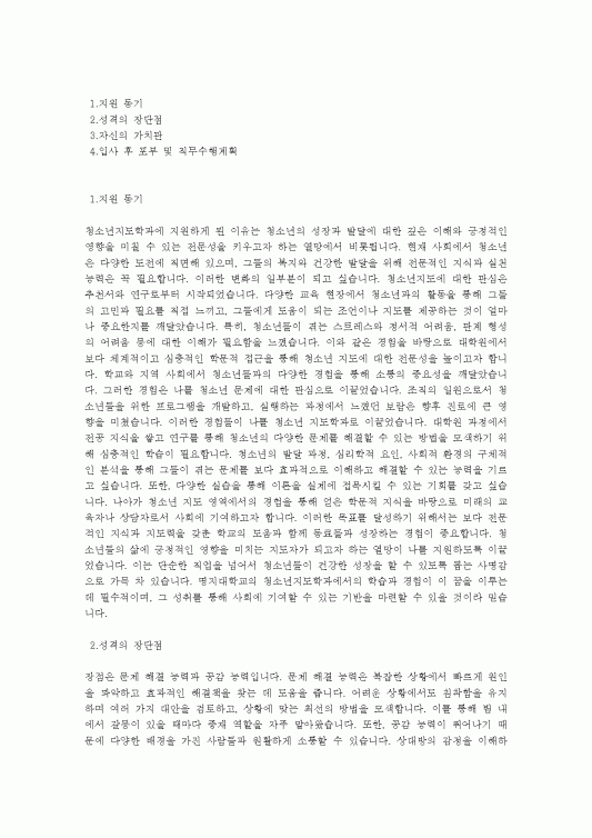 명지대학교 대학원 청소년지도학과 학업계획서 BEST 우수