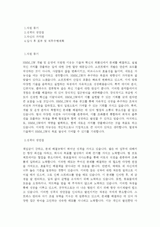 HMM_SW 개발 및 운영_BEST 우수 자기소개서