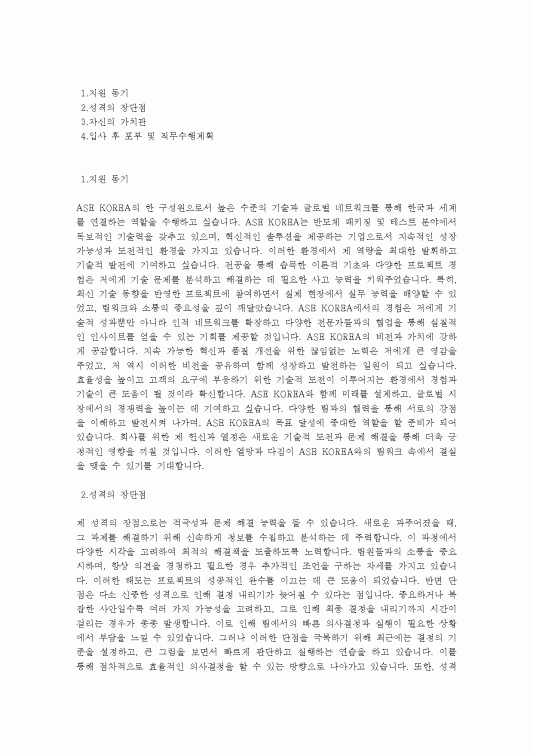 ASE KOREA_CS_BEST 우수 자기소개서