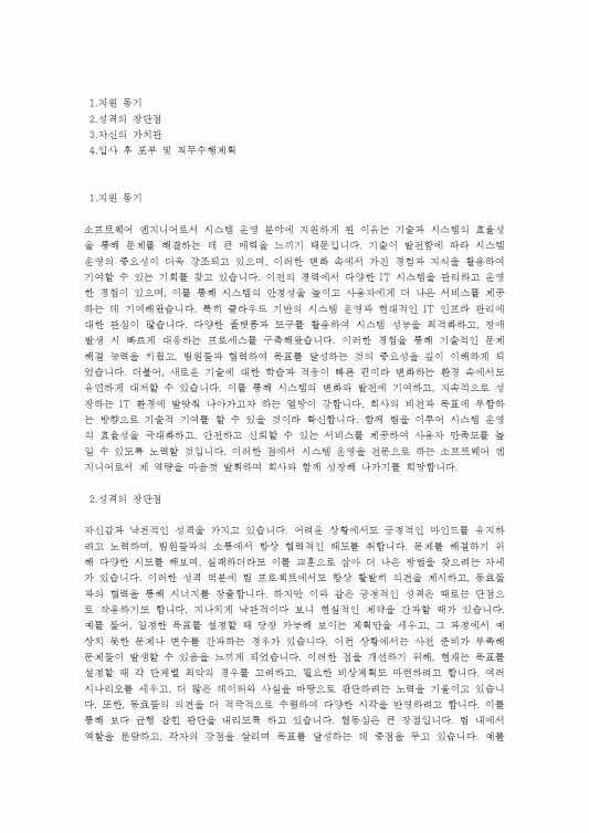 두림야스카와_소프트웨어 엔지니어(시스템운영)_BEST 우수 자기소개서