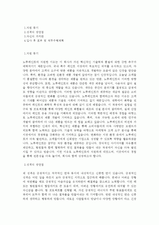 노루페인트_기술_BEST 우수 자기소개서
