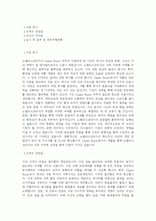노벨리스코리아 Capex Buyer 직무 BEST 우수 자기소개서 자소서