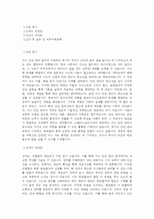 노벨리스코리아_가스안전관리자_BEST 우수 자기소개서