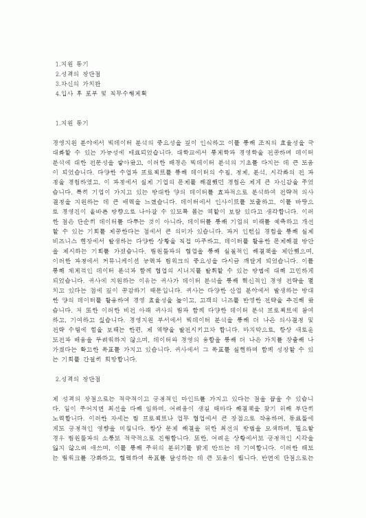 선진_경영지원_빅데이터분석_BEST 우수 자기소개서