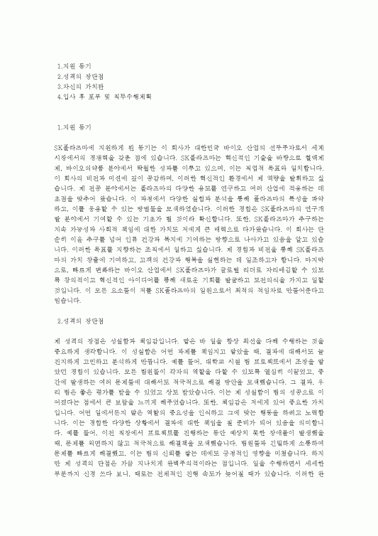 SK플라즈마_전략수립_BEST 우수 자기소개서