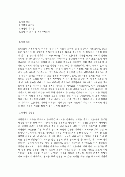 JW그룹__BEST 우수 자기소개서