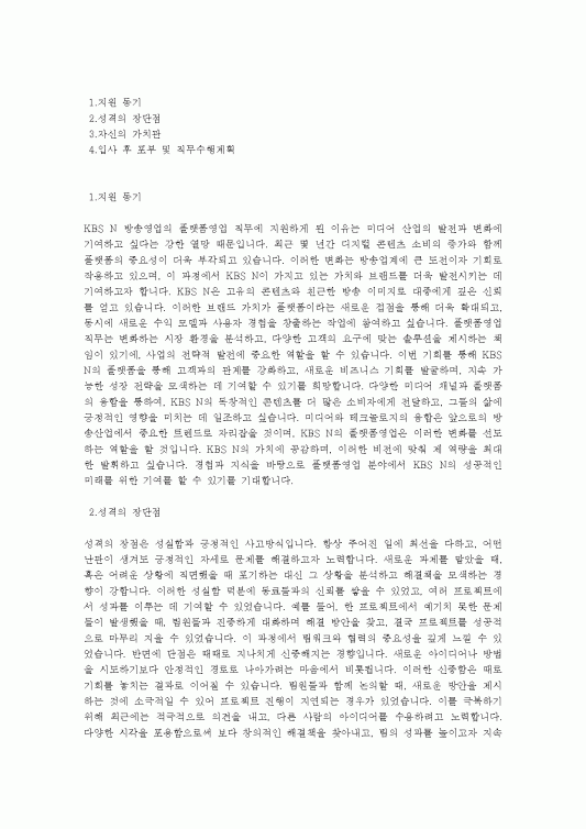 KBS N 방송영업_플랫폼영업 직무 BEST 우수 자기소개서 자소서