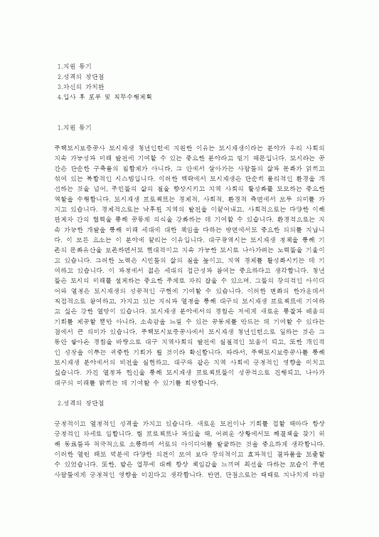 주택도시보증공사_도시재생 청년인턴(대구광역시)_BEST 우수 자기소개서