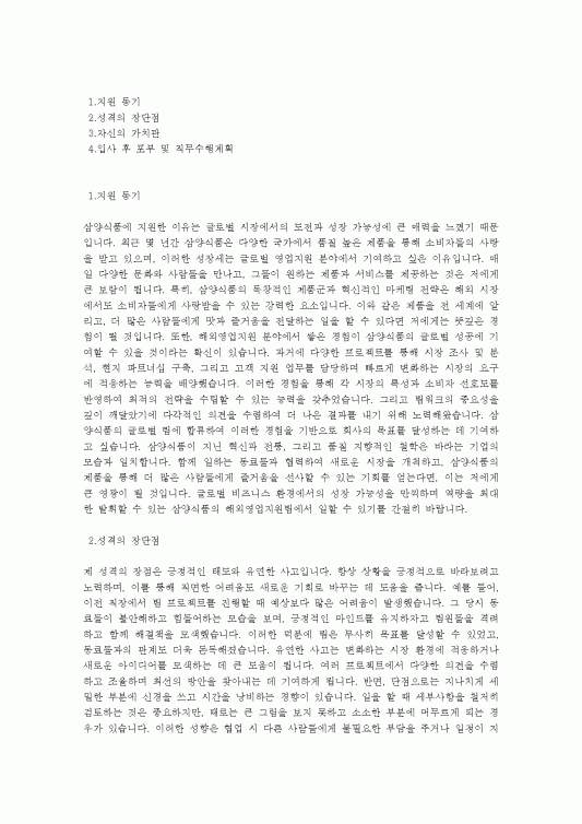 삼양식품_[삼양식품]해외영업지원_BEST 우수 자기소개서