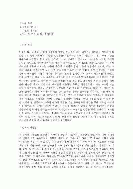 레이젠 BEST 우수 자기소개서 자소서