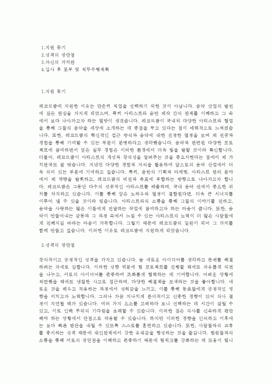 레코드팜_BEST 우수 자기소개서