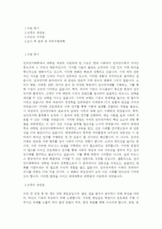 배재대학교 대학원 전자상거래학과 학업계획서 BEST 우수