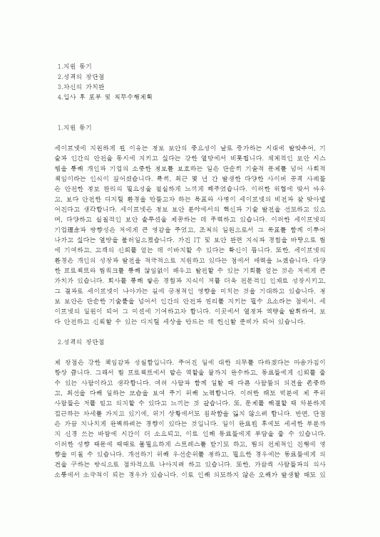 세이프넷_BEST 우수 자기소개서