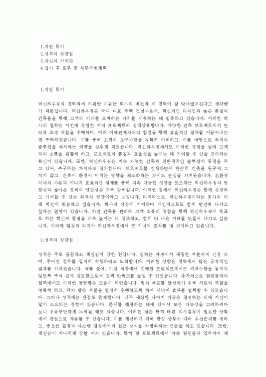 덕신하우징_[경력]의전_BEST 우수 자기소개서