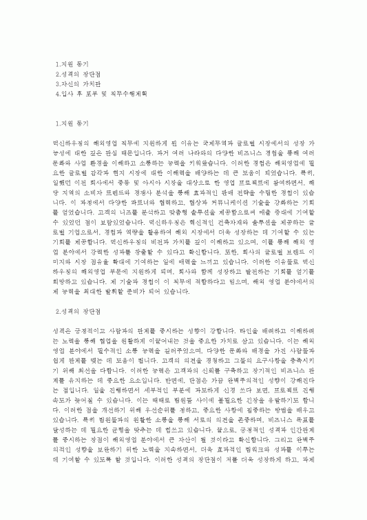 덕신하우징_[경력]해외영업_BEST 우수 자기소개서