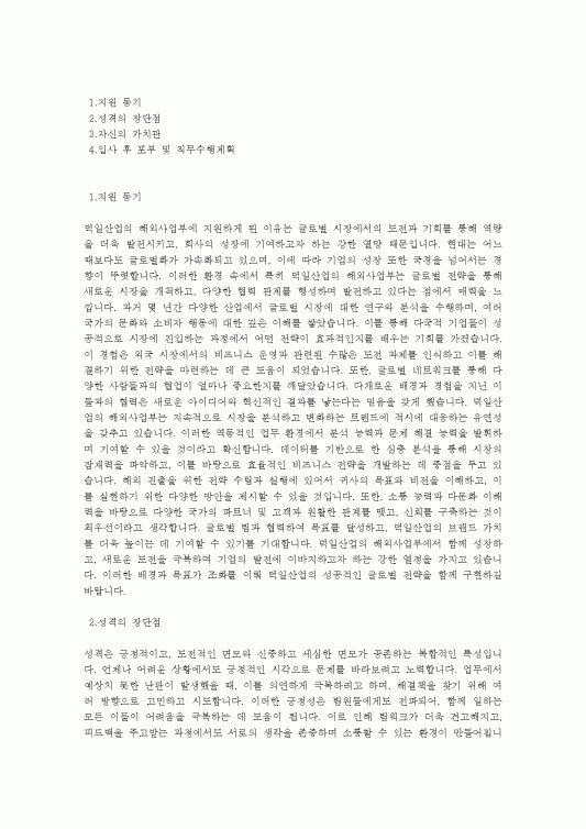 덕일산업_해외사업부_BEST 우수 자기소개서