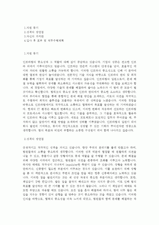 데이타솔루션_인프라팀_영업_BEST 우수 자기소개서