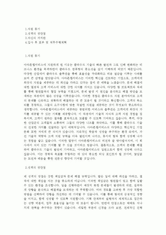 아마존웹서비스_Cloud Support Associate (주니어 경력사원) - Korea 한국 근무_BEST 우수 자기소개서