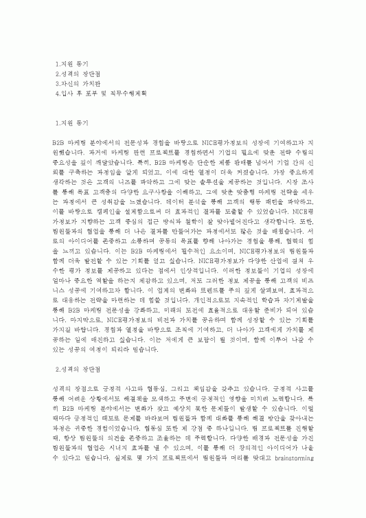 NICE평가정보_B2B 마케팅_BEST 우수 자기소개서