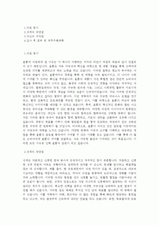 올품_BEST 우수 자기소개서