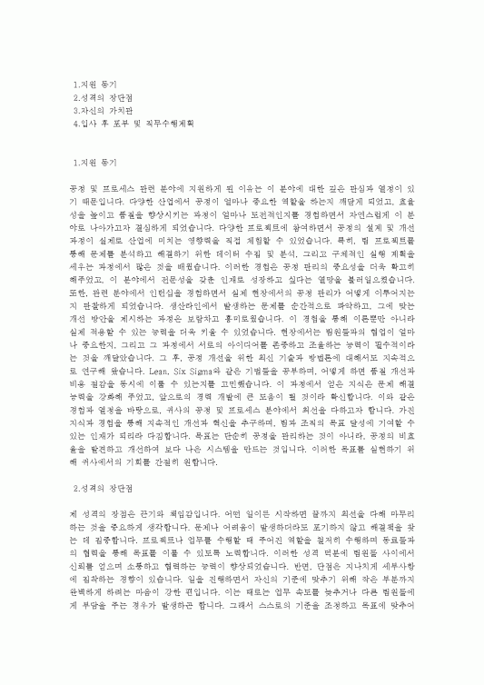 E1_공정,프로세스_공무_BEST 우수 자기소개서