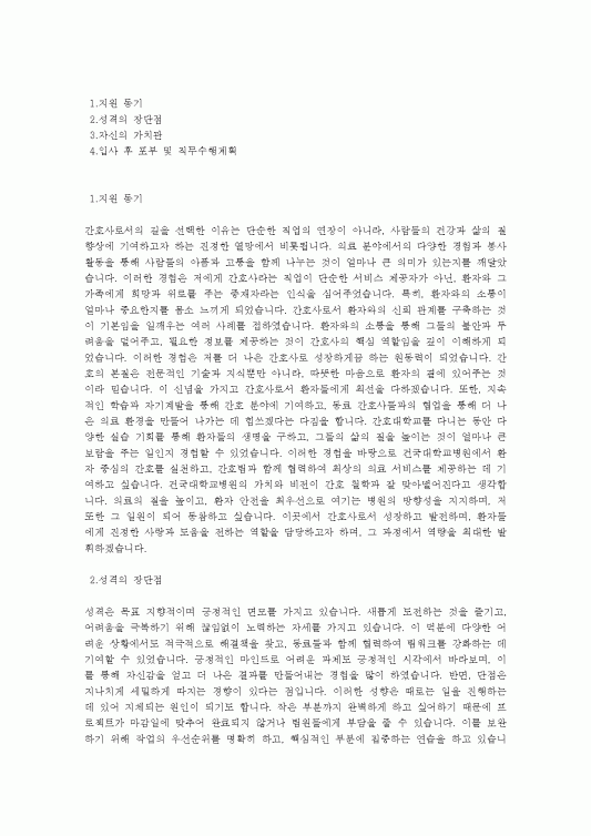 건국대학교병원 간호사 BEST 우수 자기소개서