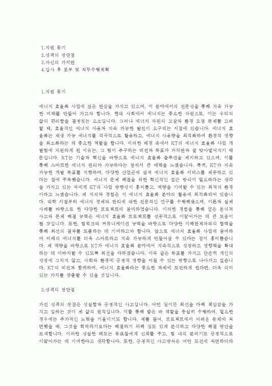 KT_에너지효율화 사업개발_BEST 우수 자기소개서