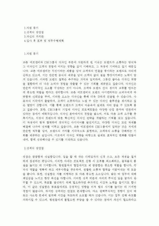 교촌 에프앤비_CBI그룹(기업체 디자인)_BEST 우수 자기소개서