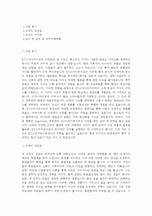KT스카이라이프_미디어_BEST 우수 자기소개서