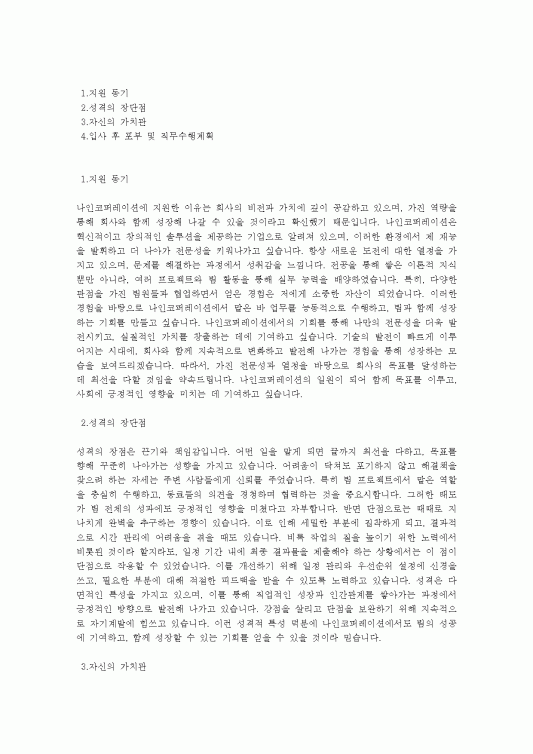 나인코퍼레이션_BEST 우수 자기소개서