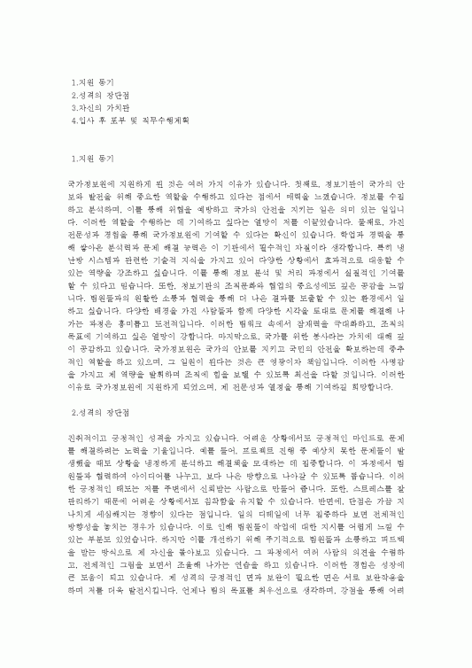 국가정보원_냉난방_BEST 우수 자기소개서