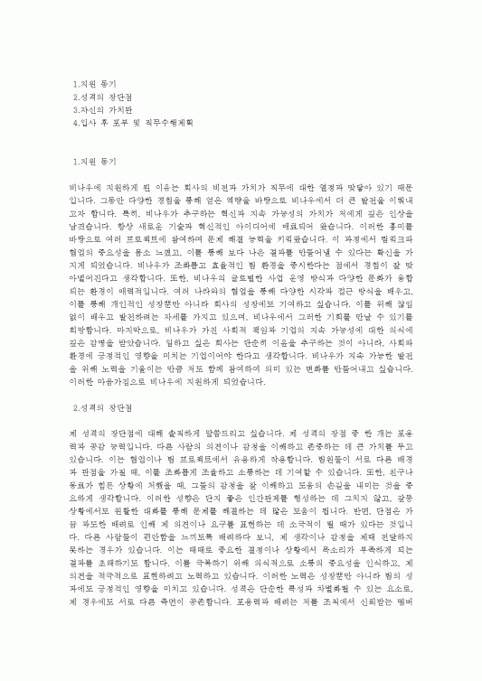 비나우_BEST 우수 자기소개서