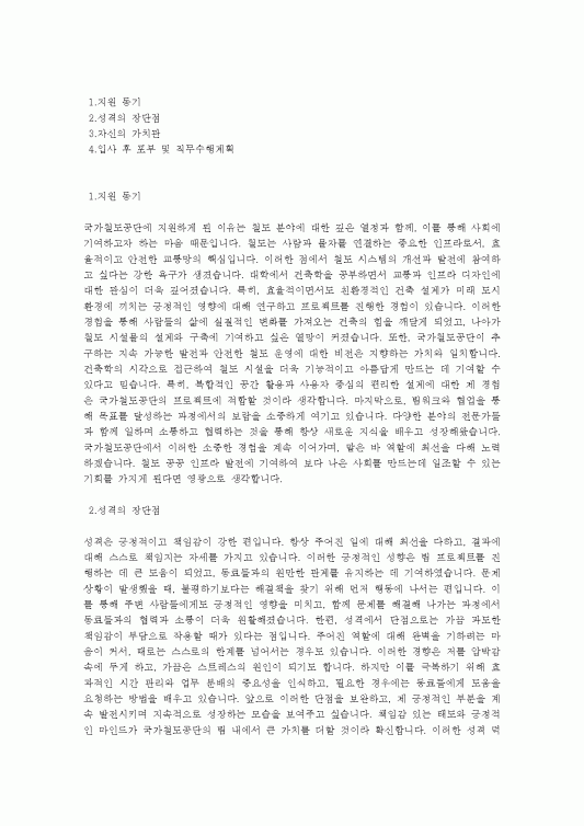 국가철도공단_건축_BEST 우수 자기소개서