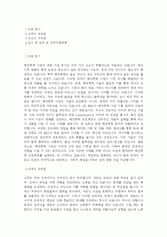 SK E&S_해상풍력 사업기획_개발_BEST 우수 자기소개서